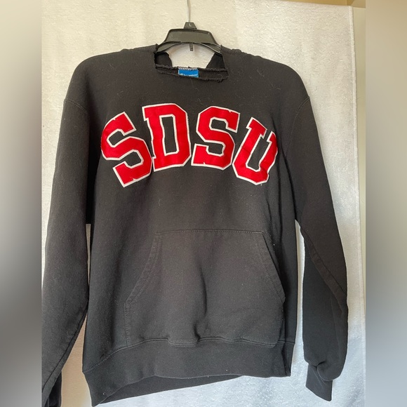 Champion | Tops | Sdsu Hoodie Black Red Letters Sz S | Poshmark